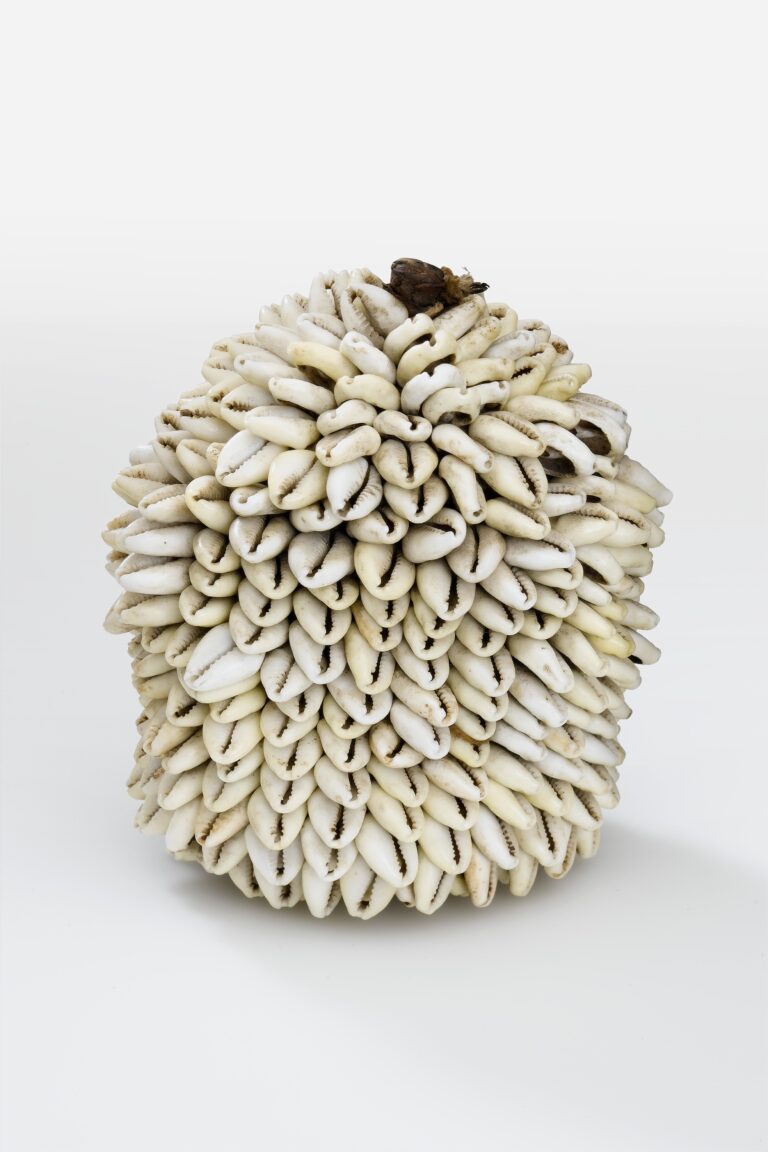 Leather container covered entirely with cowrie shells, Niger Credit ...